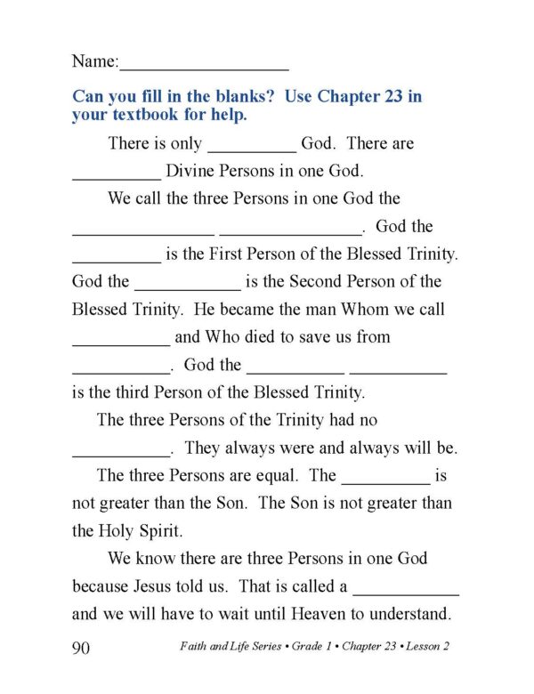 Faith and Life, Grade 1: Our Heavenly Father - Catholic Heritage Curricula