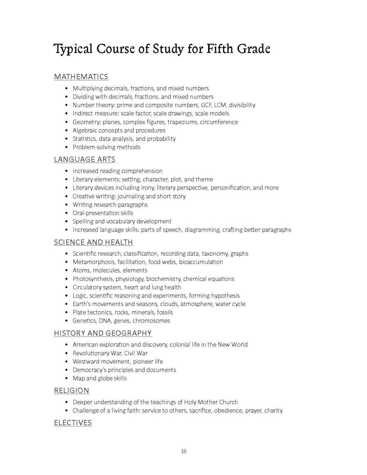 CHC Lesson Plans: Fifth Grade - Catholic Heritage Curricula