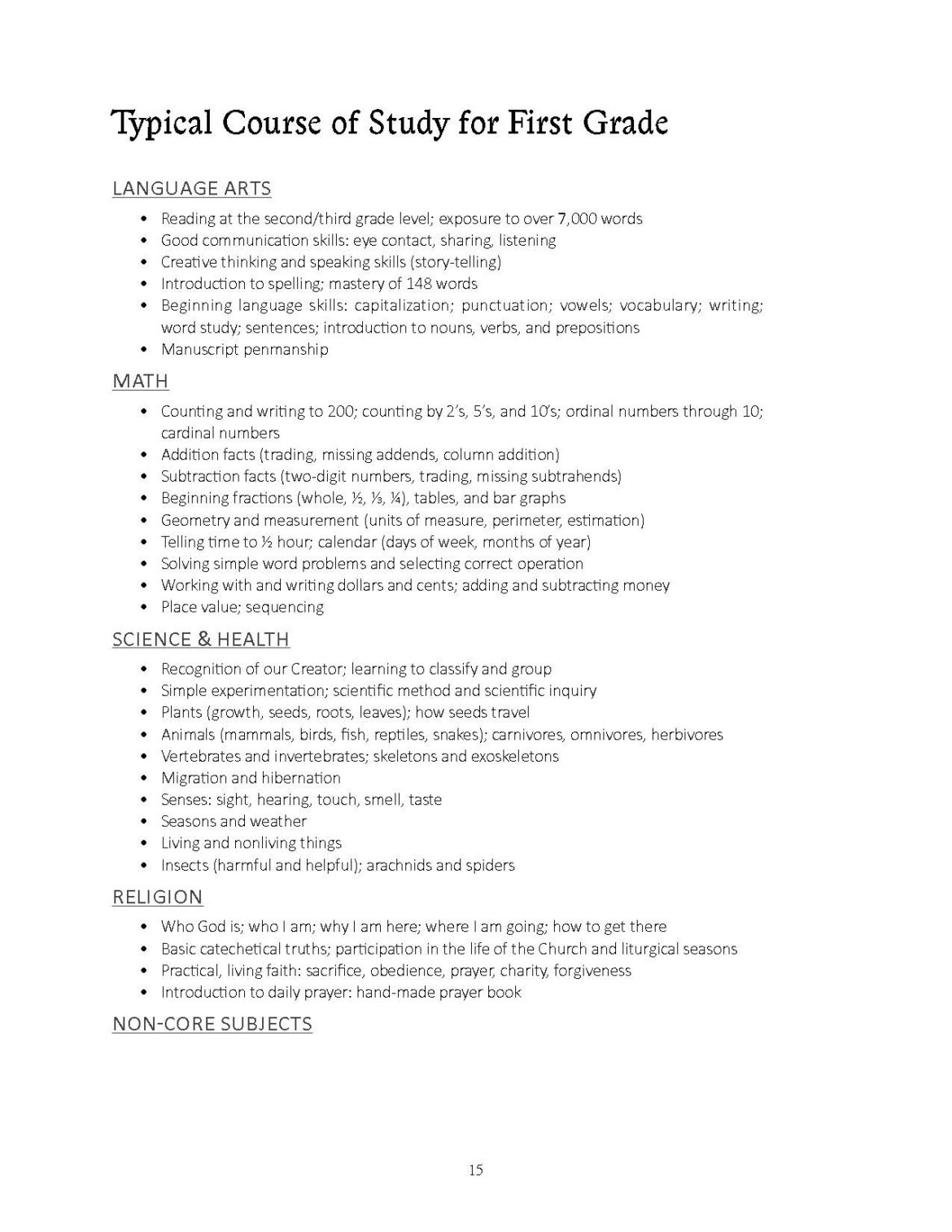 CHC Lesson Plans: First Grade - Catholic Heritage Curricula