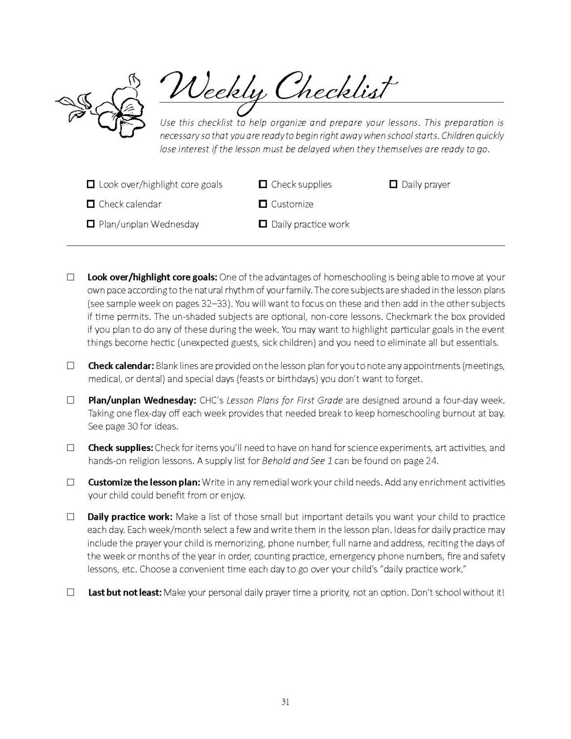 CHC Lesson Plans: First Grade - Catholic Heritage Curricula
