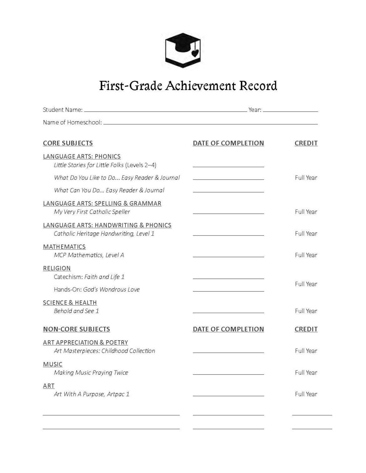 CHC Lesson Plans: First Grade - Catholic Heritage Curricula