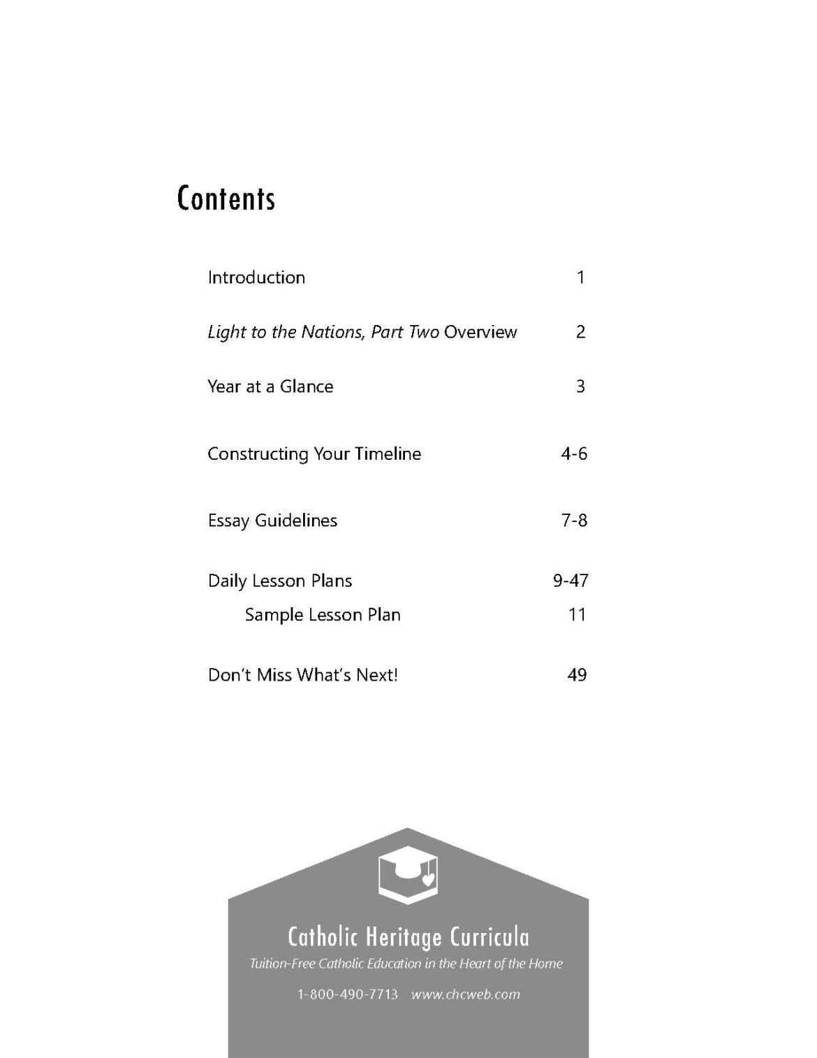 Light to the Nations, Part 2 Daily Lesson Plans - Catholic Heritage ...