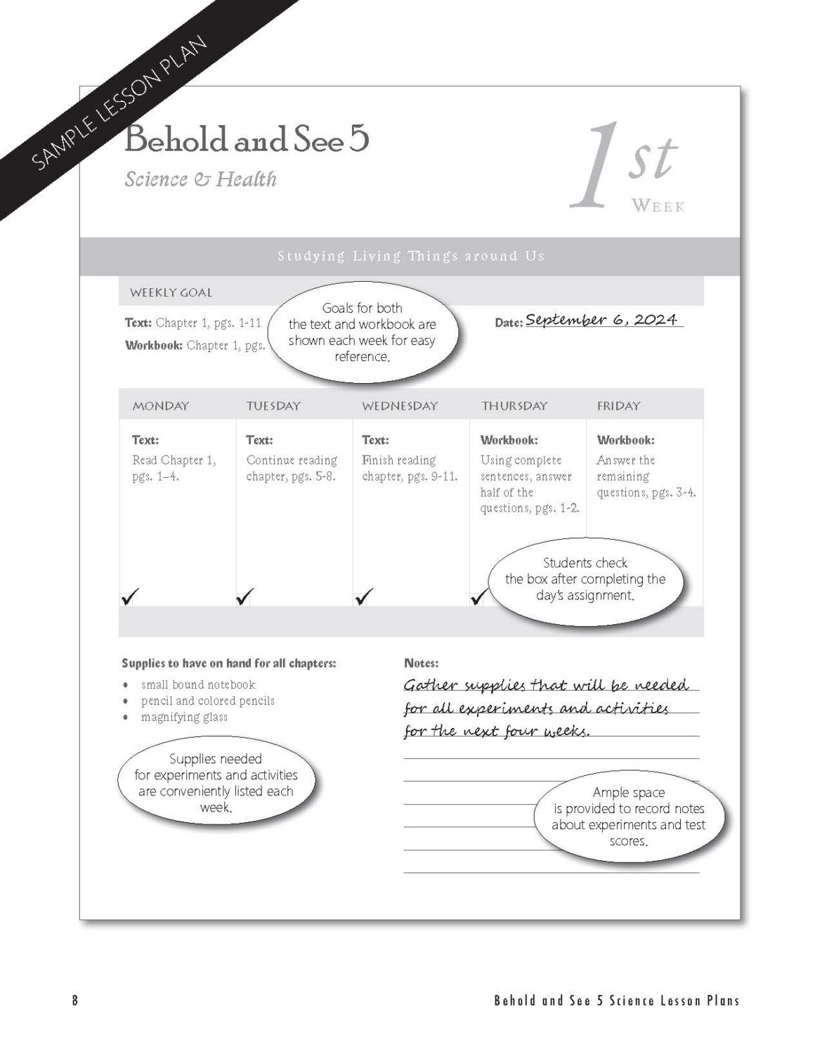 Behold and See 5 Daily Lesson Plans - Catholic Heritage Curricula