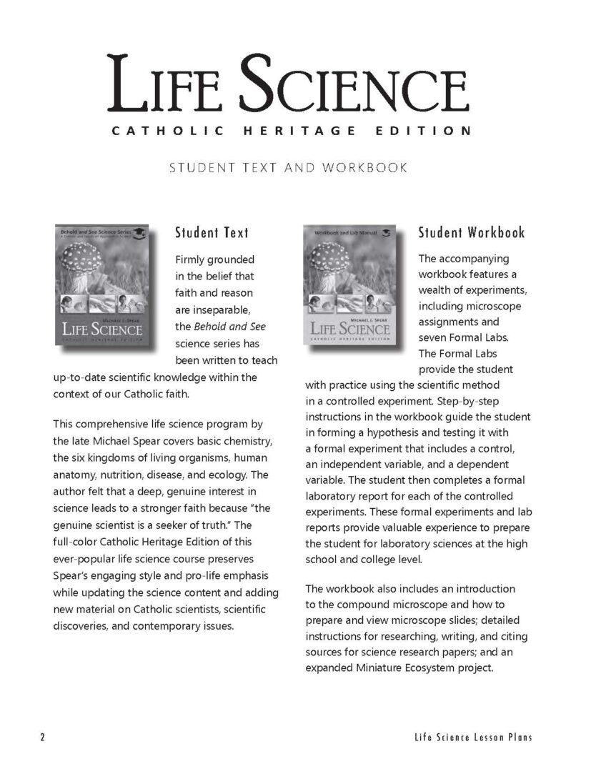 E-BOOK: Life Science Daily Lesson Plans - Catholic Heritage Curricula