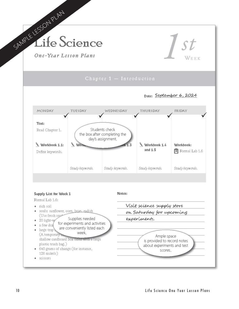 E-BOOK: Life Science Daily Lesson Plans - Catholic Heritage Curricula
