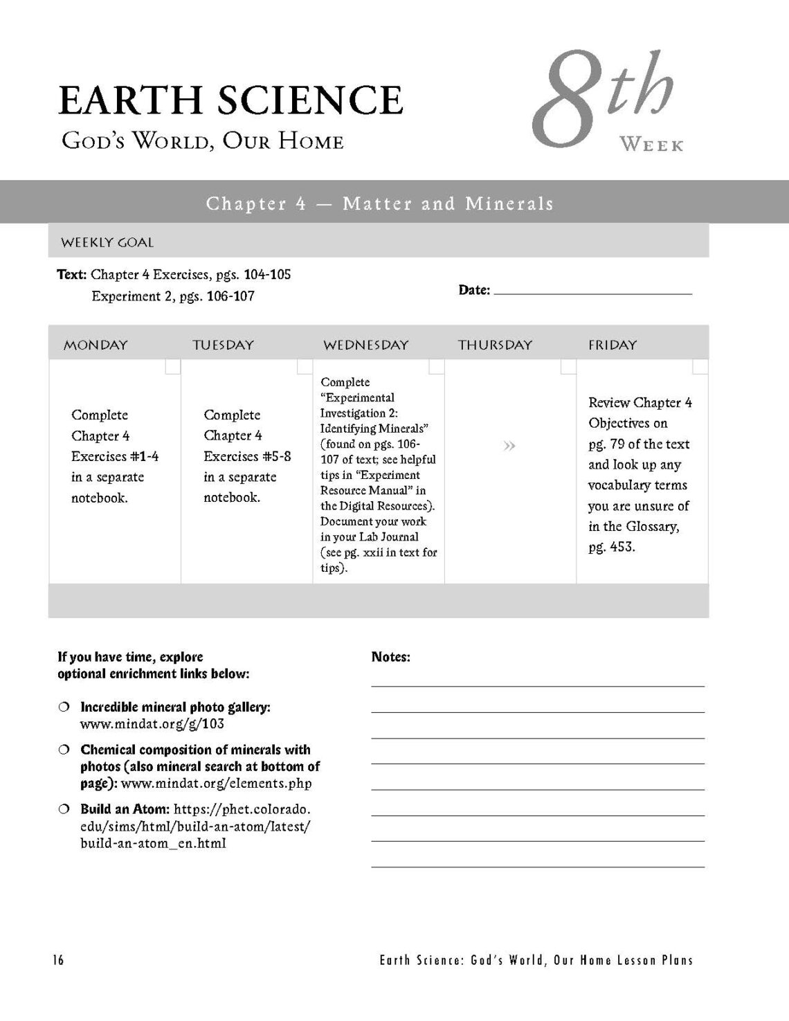 Earth Science: God's World, Our Home Daily Lesson Plans - Catholic ...